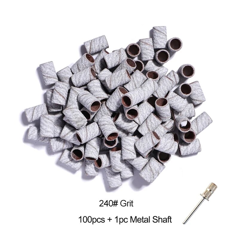50/100 шт, шлифовальные кольца для ногтей, электрические маникюрные сверла для ногтей, зернистость 80/120/180/240, аксессуары для удаления УФ-гель-лака, инструмент