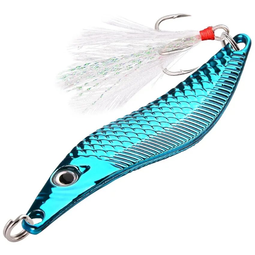 Металлические блесны VIB Leech Spoon Lures 7г 10г 15г 20г Бирюзовый, 7G-5cm, F-with hook
