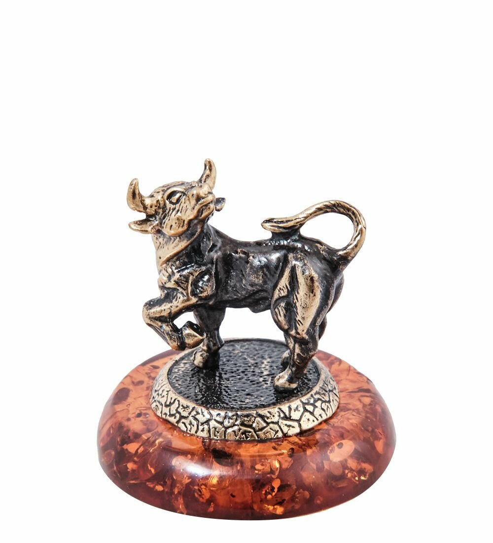 Фигурка "Знак зодиака Телец" (латунь, янтарь)