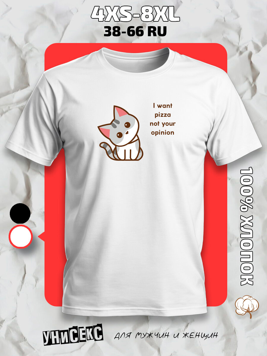 Футболка с принтом котом пицца