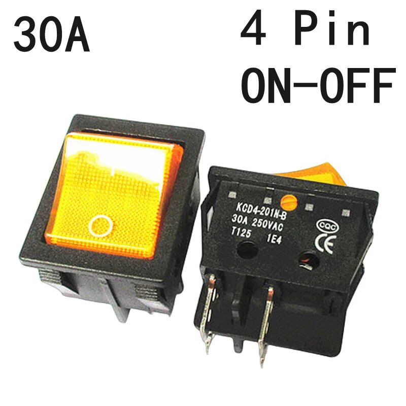 Переключатель KCD4 WGXCPP для сварочного аппарата 1pcs 4Pin yellow