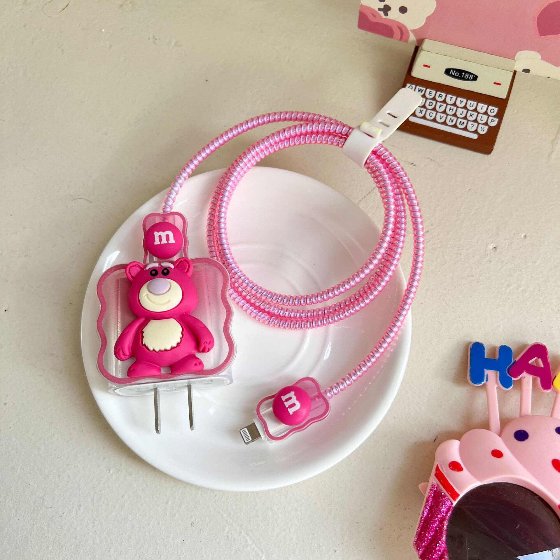 Защитный чехол, для зарядного устройства, Huawei, 66Вт, с волнами, розовый