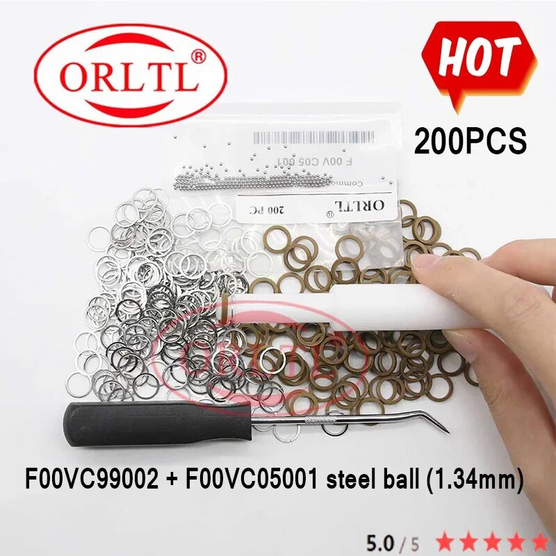 200 шт. F00VC05001 + F00VC99002 комплекты для ремонта сопла Common Rail стальные шариковые уплотнительные кольца F00VC05009 F00VC05008 F00RJ02177 для BOSCH F00VC05001