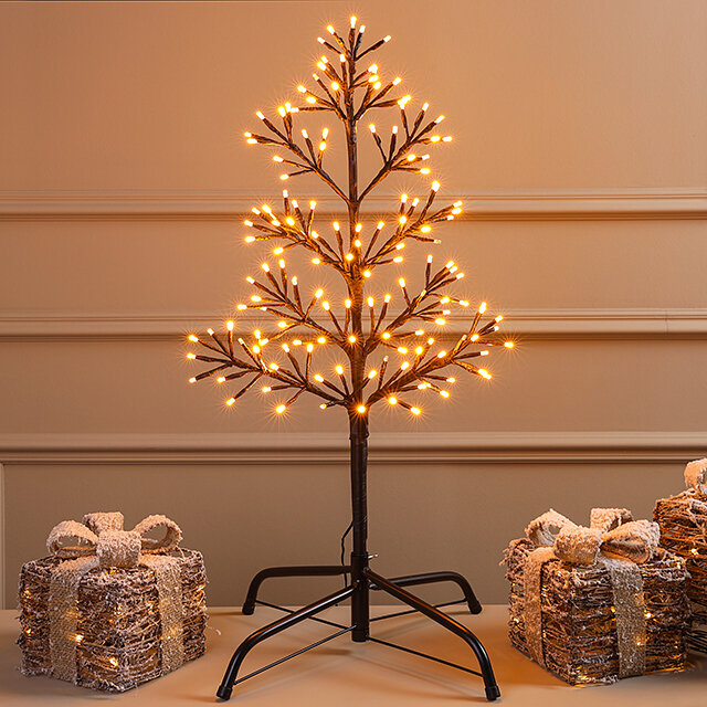 Светодиодное дерево Lausanne Black 78 см, 140 экстра теплых белых LED ламп с мерцанием, IP44, Kaemingk, 493491-1