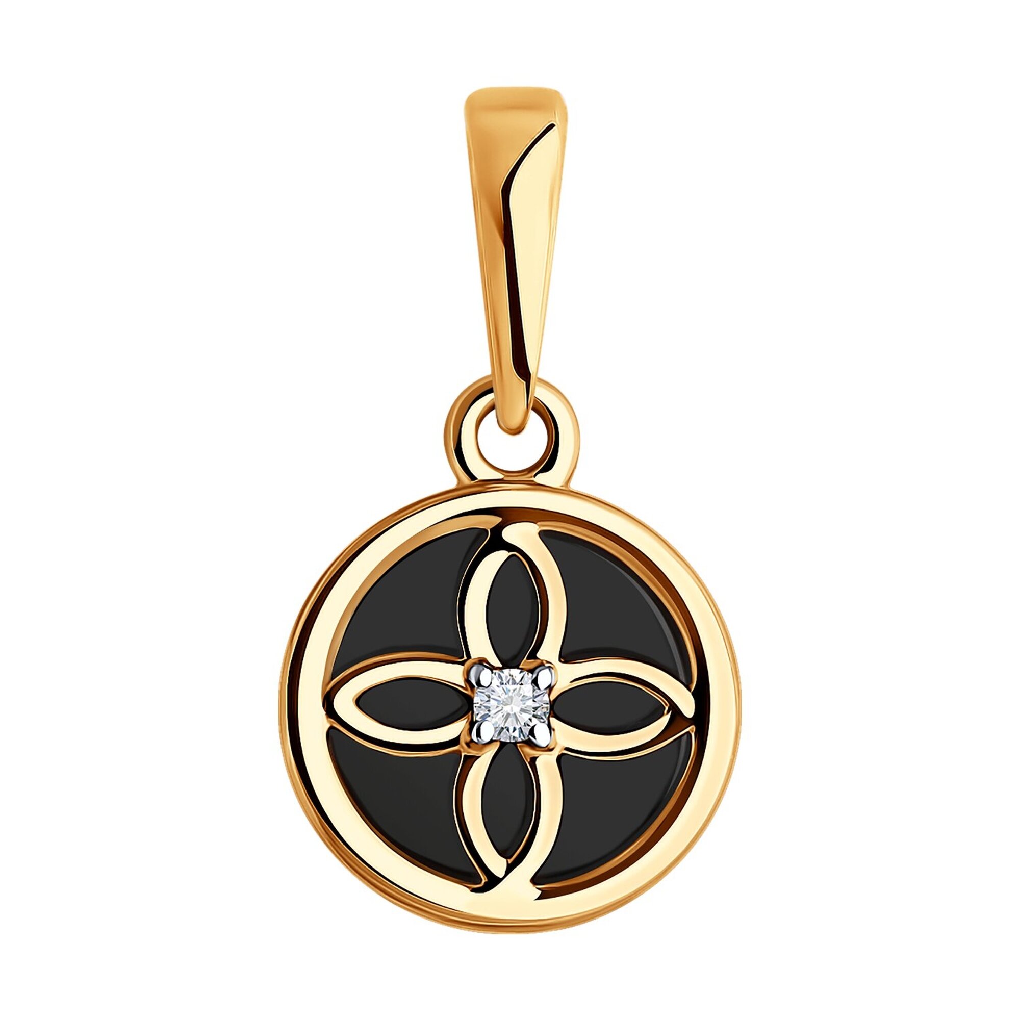 Подвеска, красное золото, 585 проба, фианит, агат