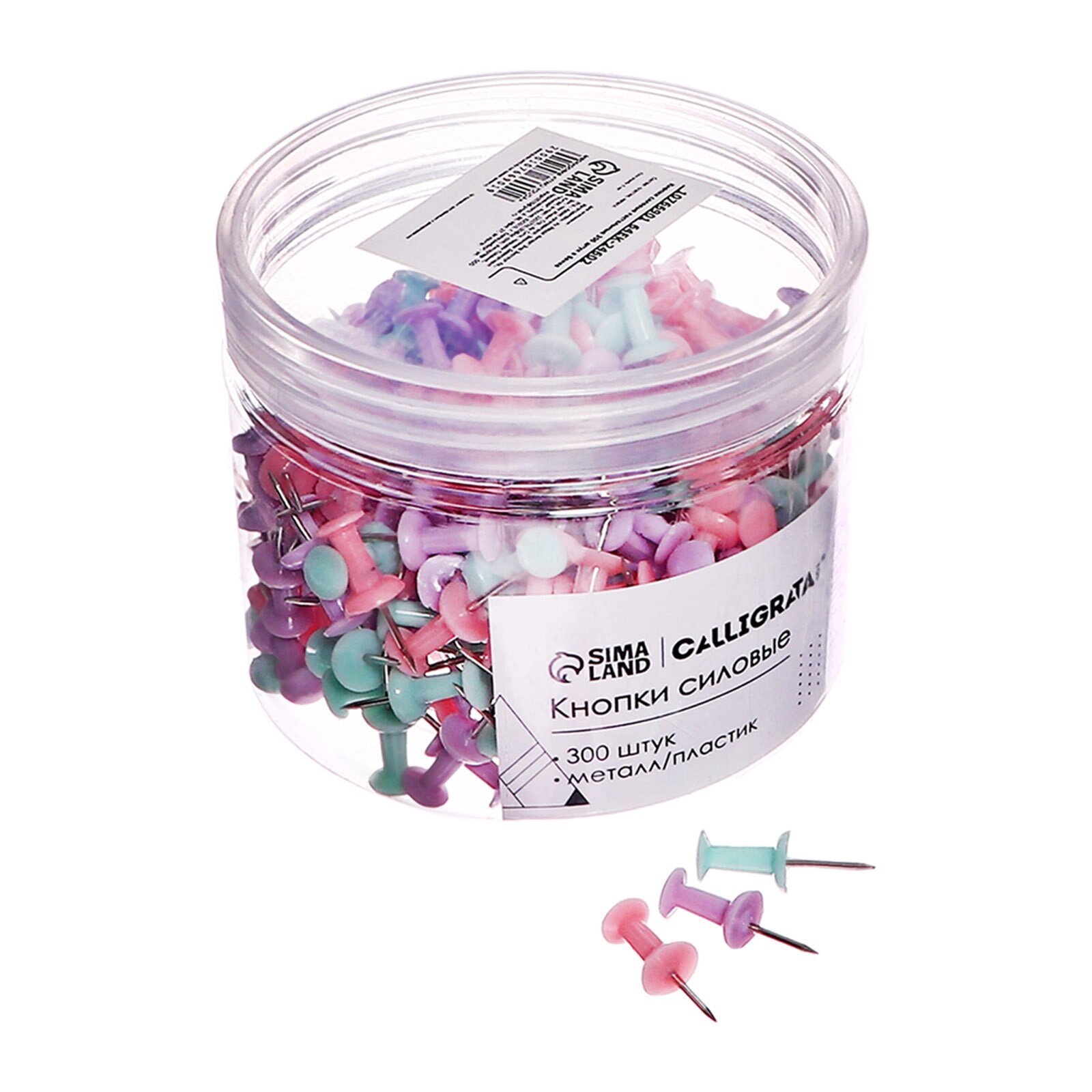 Кнопки силовые пастельные 300 штук в банке, 10766901