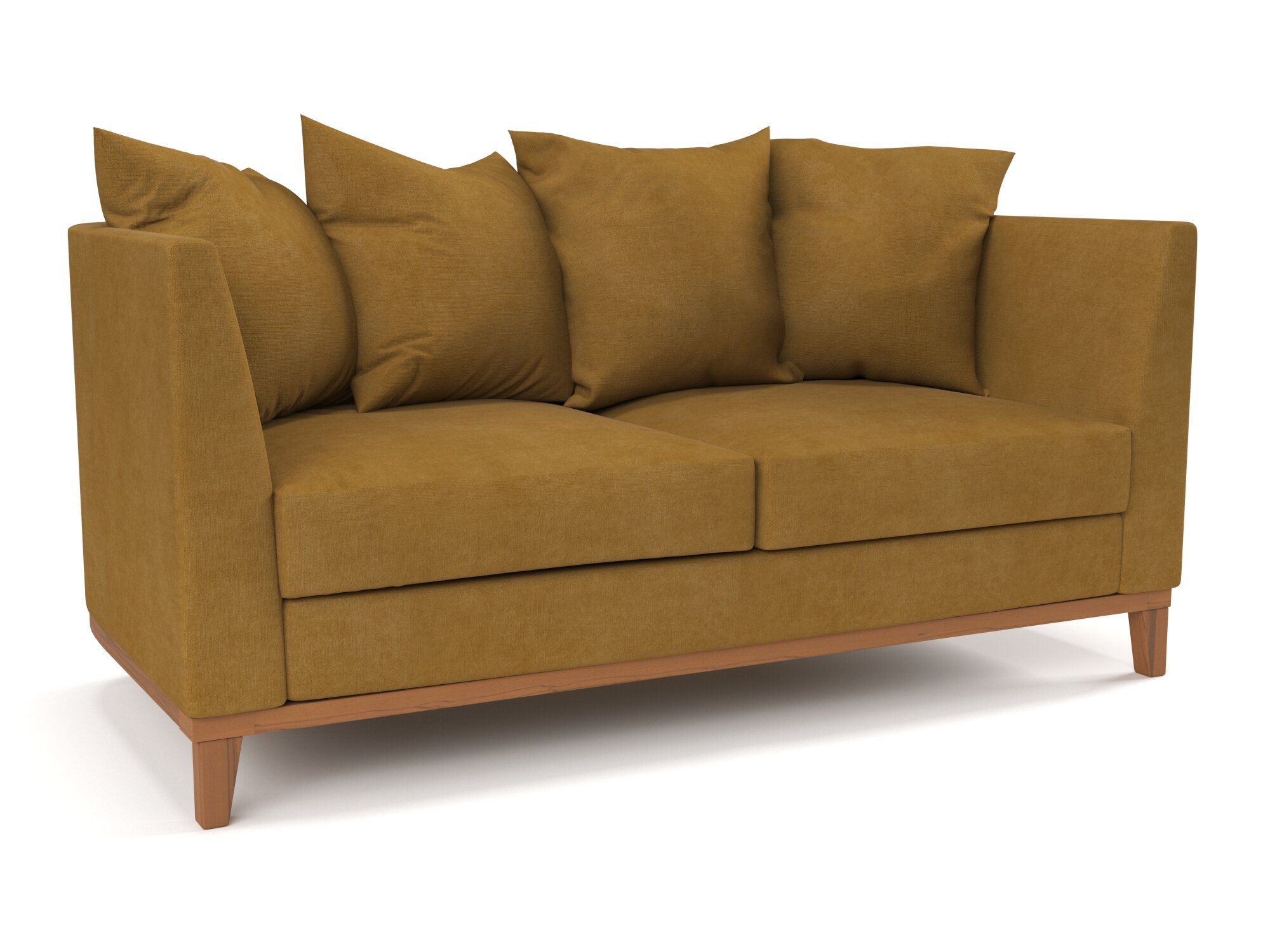 Дизайнерский диван Soft Element Хаас Mustard двухместный, дерево, велюр, стиль, на кухню, в офис, дачный, малогабаритный