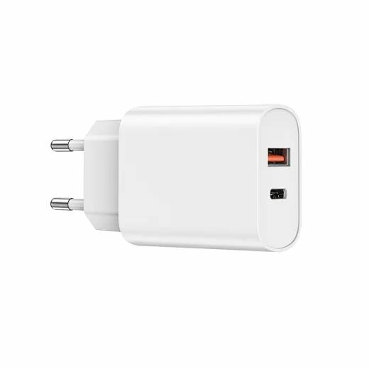 Сетевое зарядное устройство Wiwu PD+QC Charger Wi-U002 USB 18 Вт + Type-C 20 Вт, белое
