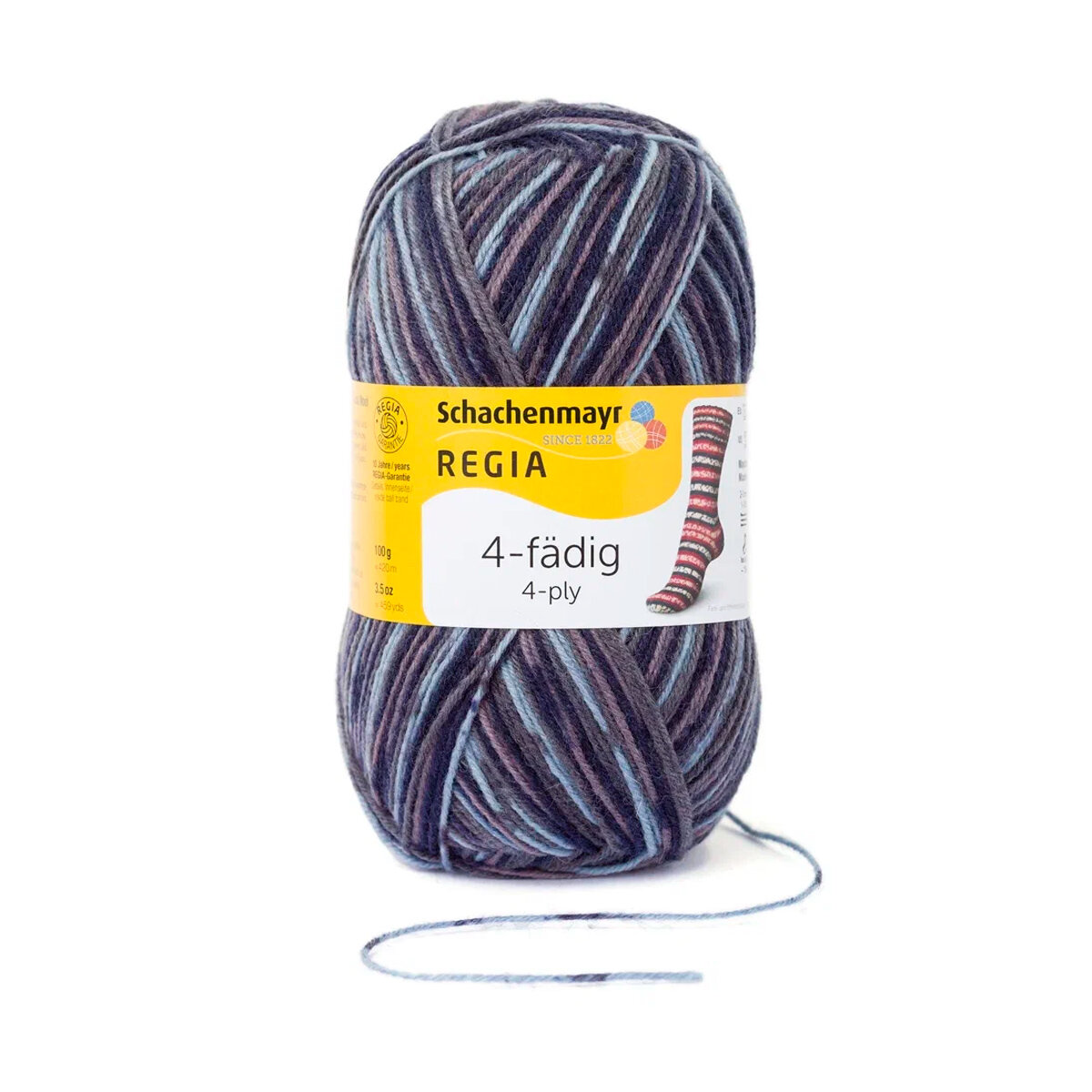 Regia 4-fadig Color 100g / Регия 4 нитки 100г/ пряжа Regia, 4 нитки, MEZ, 9801269 (07709, schneestern color (снежная звезда), белый/серый)