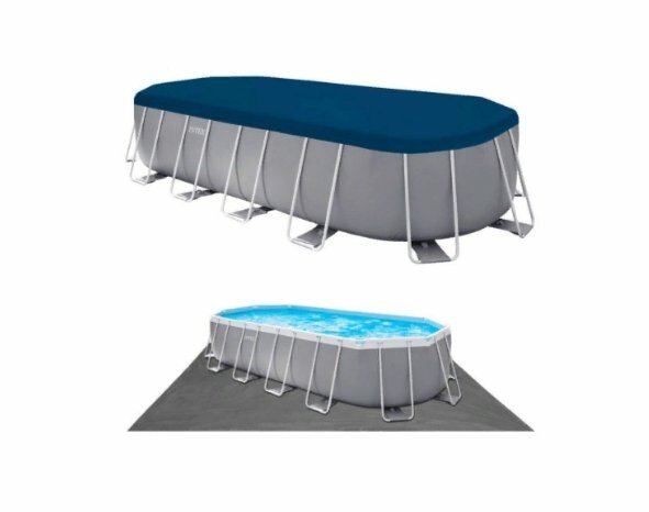 Каркасный бассейн Intex 503x274x122 см, Oval Prism Frame Pool, + фильтр-насос + аксессуары