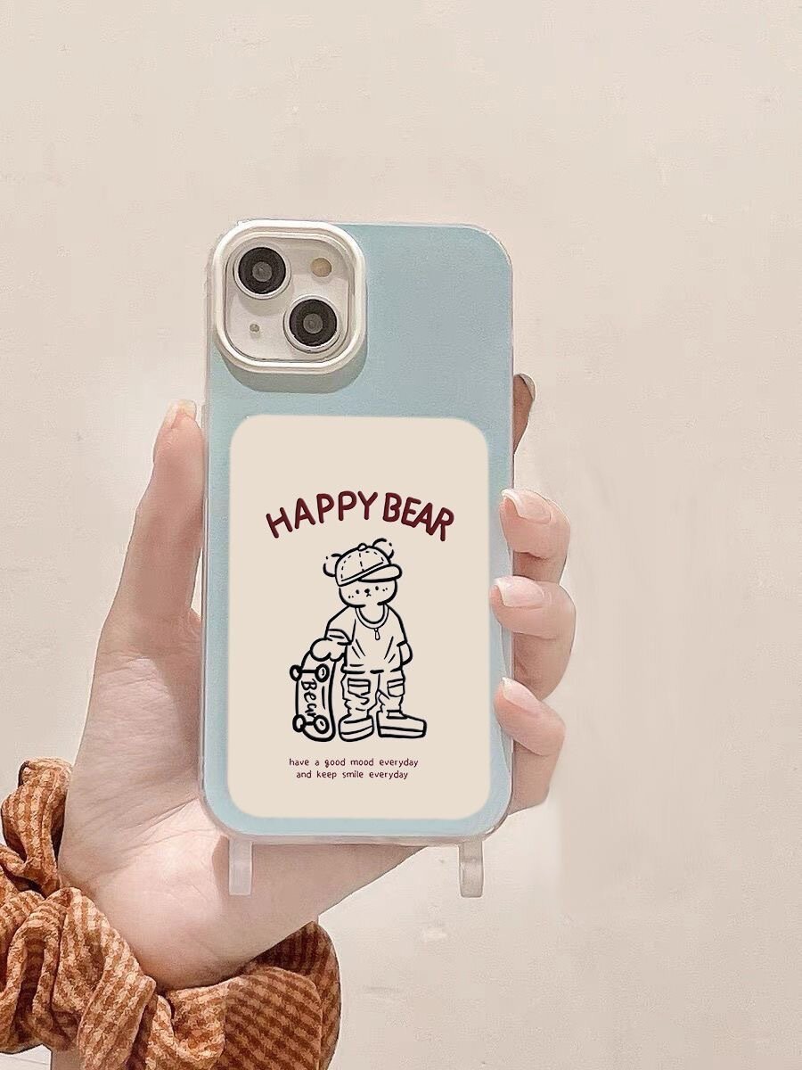Чехол-ракушка "Мишка", для iPhone 13 PRO, прозрачный, с двойной застежкой