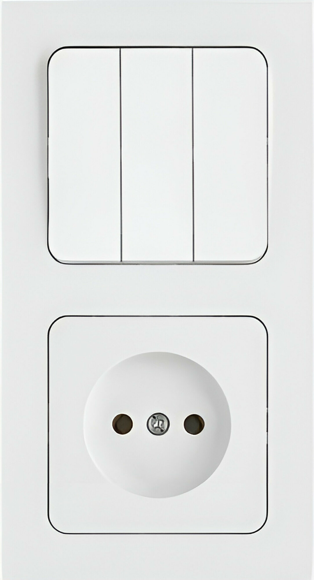 Блок выкл. 3 клав. + розетка (скрытая, б/з) белая, Astrum, BYLECTRICA