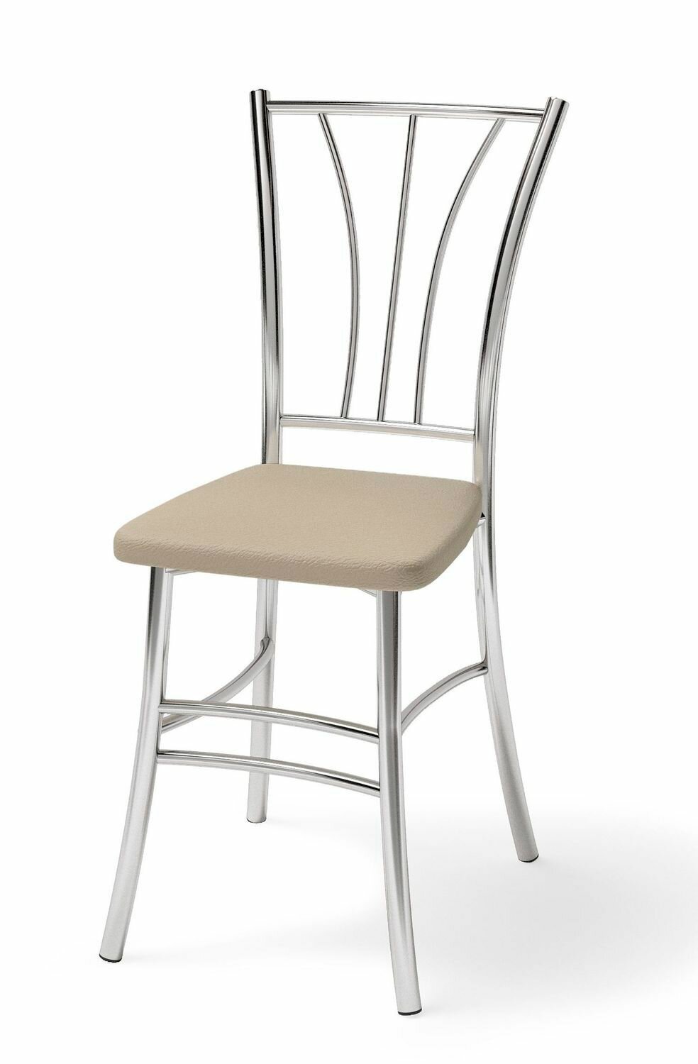 Стул для кухни, обеденный Трилогия, хром/ваниль, металл/искусственная кожа