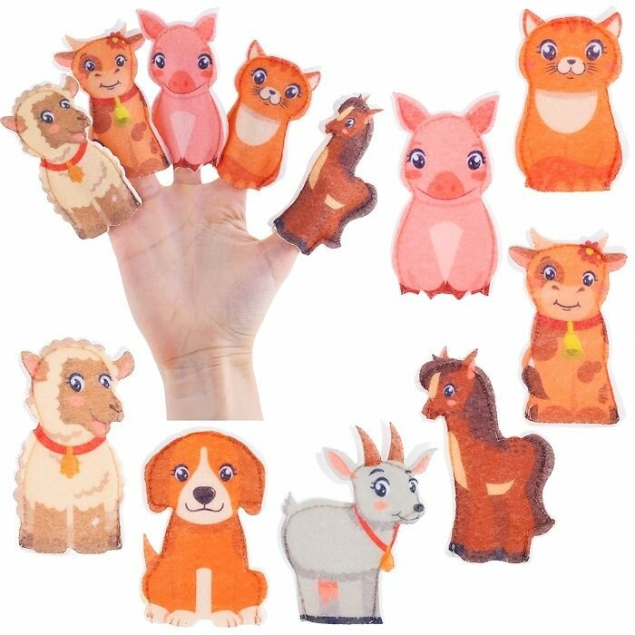Пальчиковый театр liplip "Домашние животные", фетр, в пакете (LIP1332)