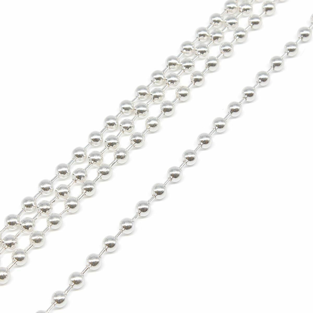 Декоративная цепочка айрис Шариковая, металл, 3,2 мм, 45,72 м, серебристая