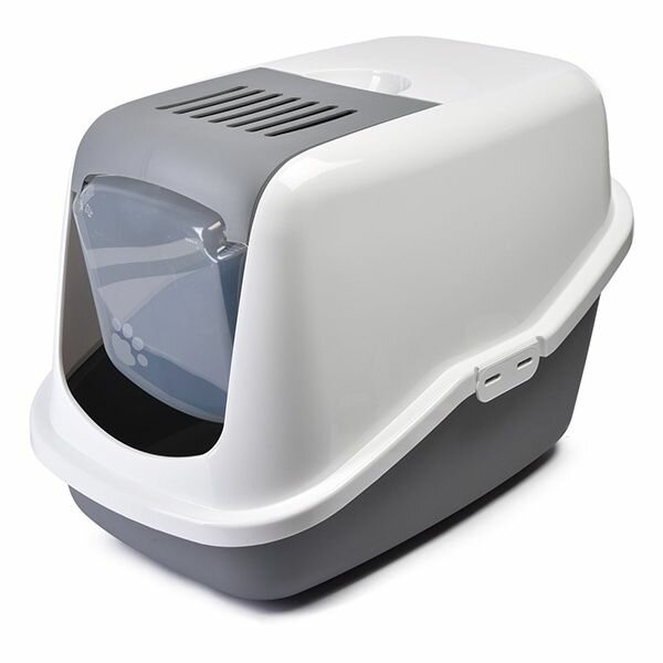 Туалет для кошек Savic "Nestor", закрытый бело-серый, 56х39х38,5 см