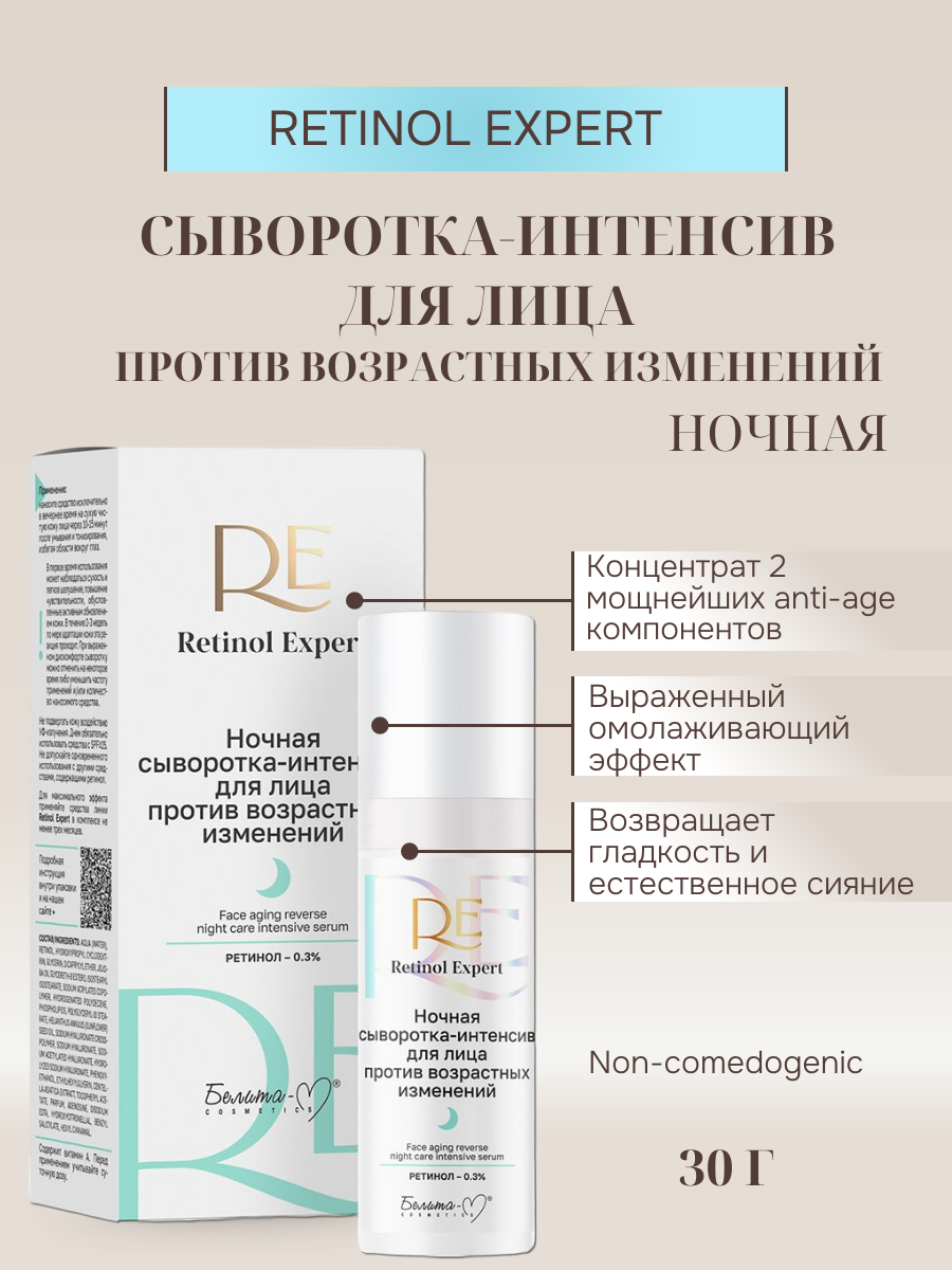 Сыворотка-интенсив для лица ночная Retinol Expert против возрастных изменений 30г