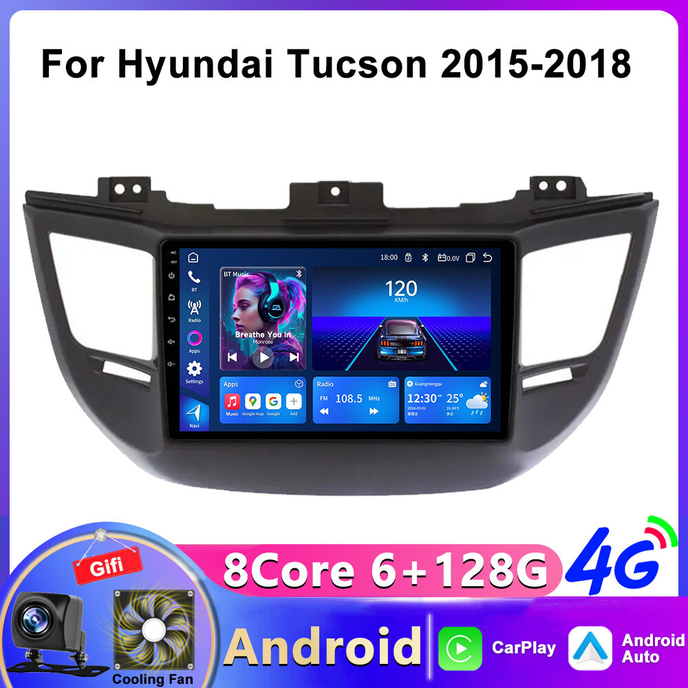 Штатная магнитола Hyundai Tucson 2015-2018, Android(8 ядер 6/128 GB, GPS, DSP) Магнитола Хендай Туссан