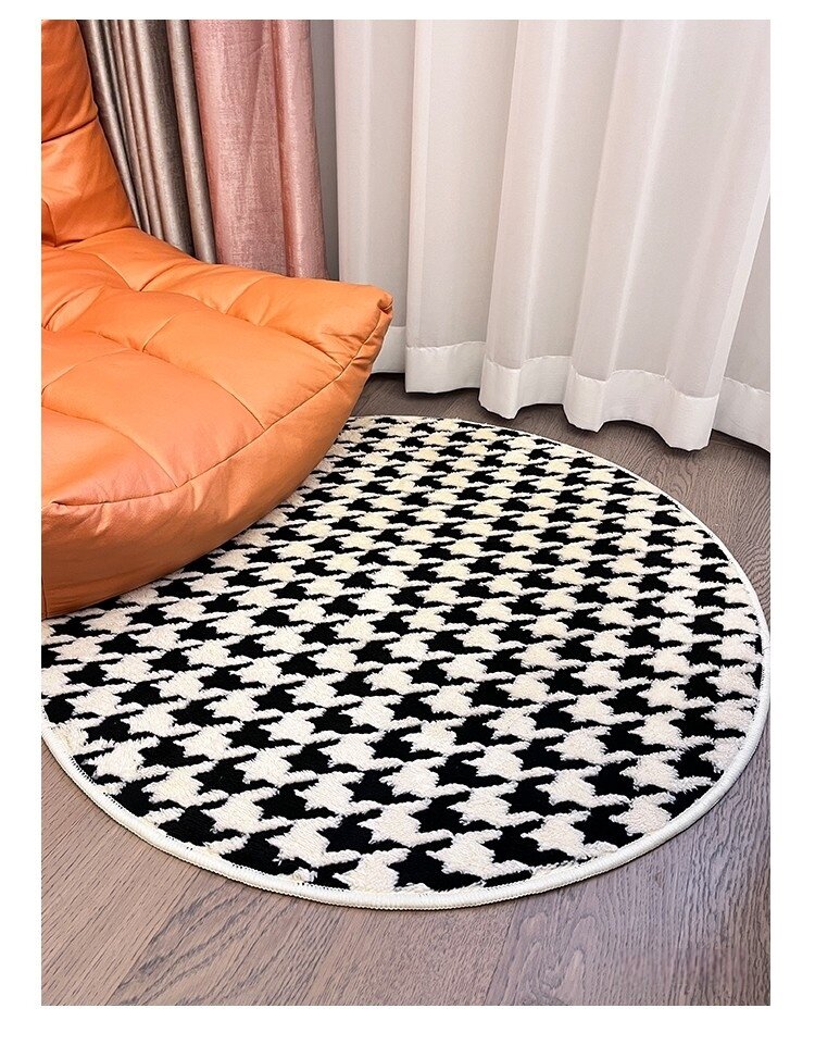 Круглый напольный коврик，Красивыйзящим，Комфортное ощущение стопы，90*90cm，Чёрный