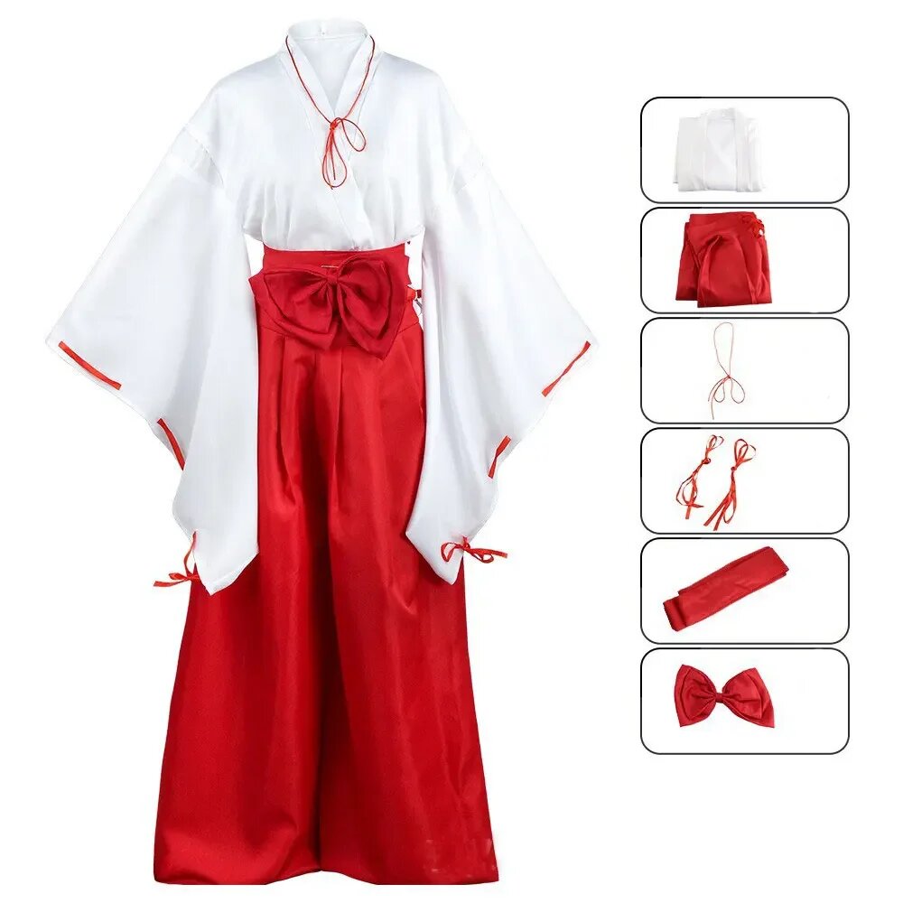 Кимоно для косплея аниме Inuyasha Kikyo, платье, костюмы на Хэллоуин, костюм «Инуяша» вечерние Косплей