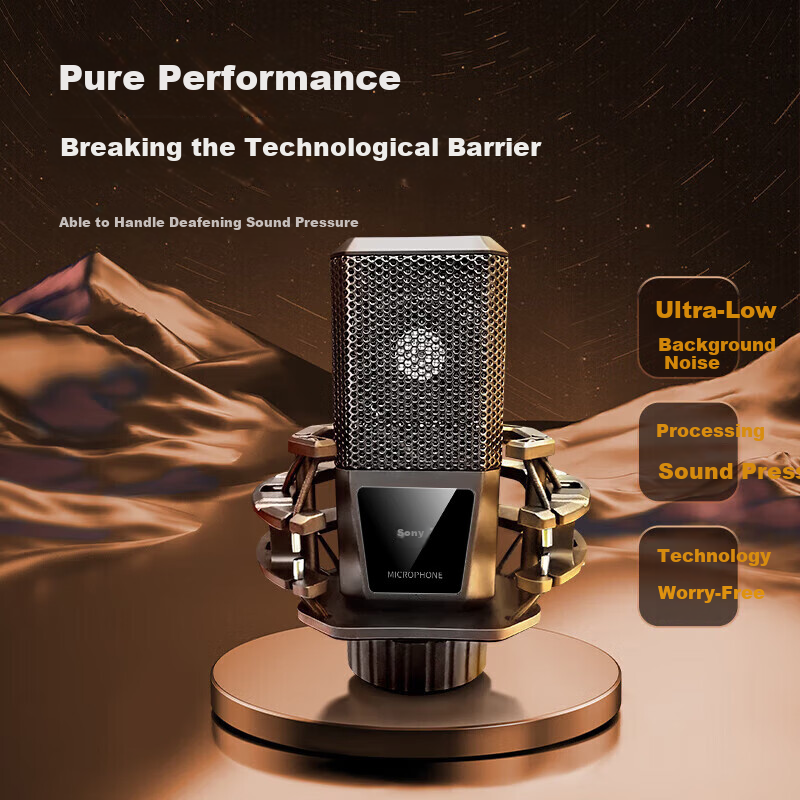 Soaiy MK55 Professional Computer Microphone Sound Card Live E-sports Condenser Gaming Karaoke Recording Host Device Microphone Desktop Mobile Phone Notebook 3.5mm Wired