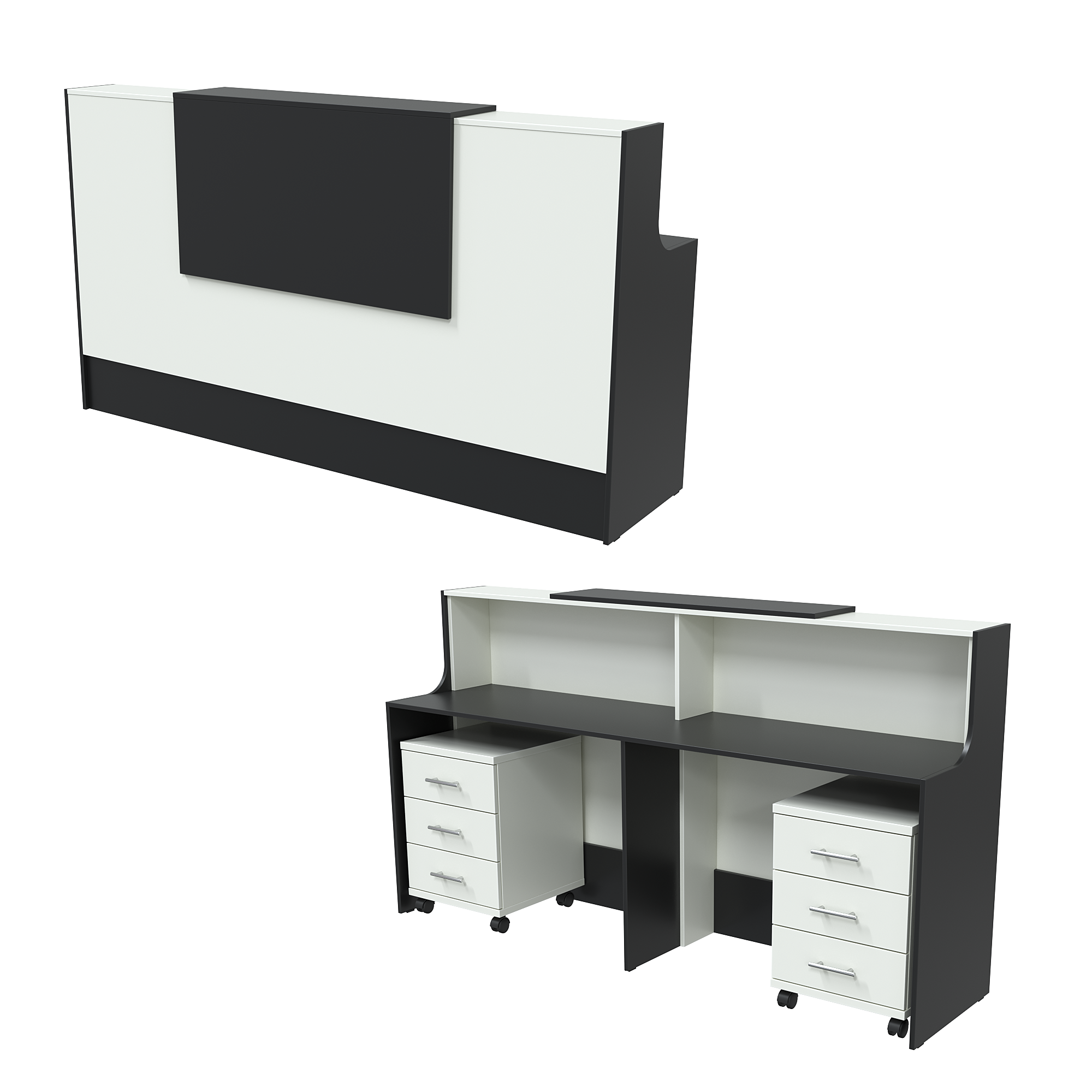 Ресепшн "Диада" №10 с тумбами, Черный и Белый. Производитель товара - компания Westcom.