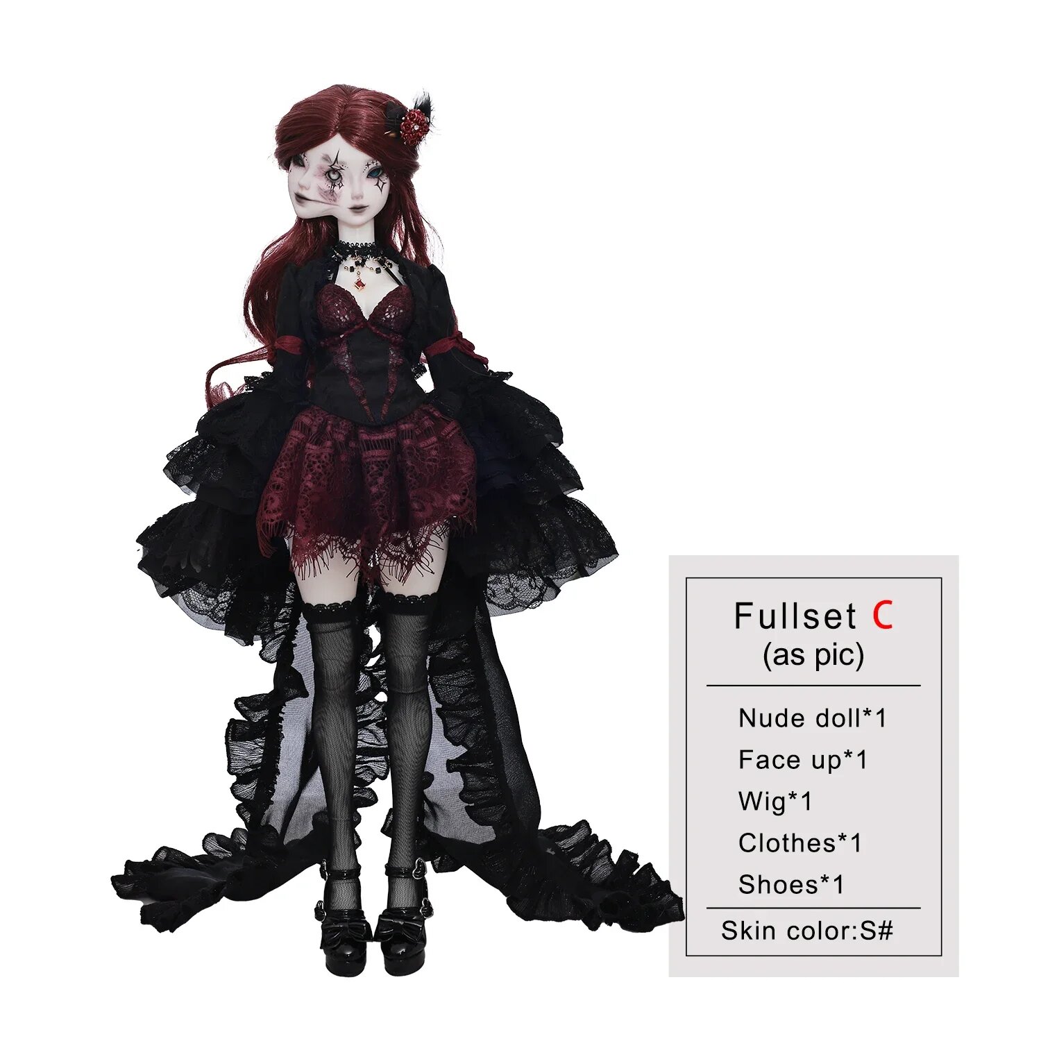 Oueneifs ShugaFairy Mio 1/4 кукла BJD смола готический ужас Черный, Mio Fullset C