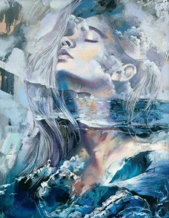 Алмазная картина "Абстрактная Девушка" алмазная огранка 40х50 см,40X50CM, белый