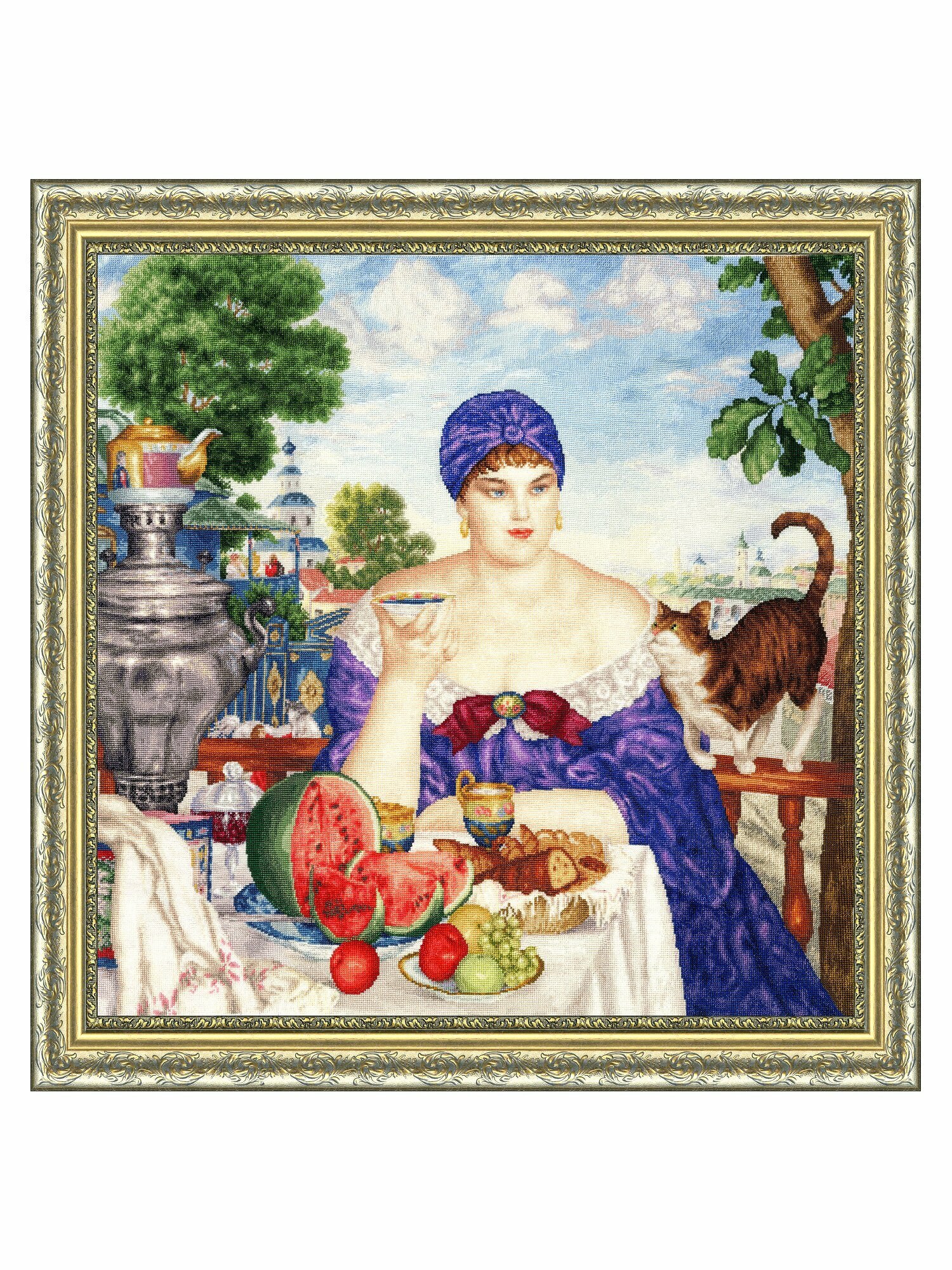 Набор для вышивания Золотое Руно МК-117 "Купчиха за чаем. 1918 г.", вышивка крестом, размер 55 х 55,5 см, мулине хлопок