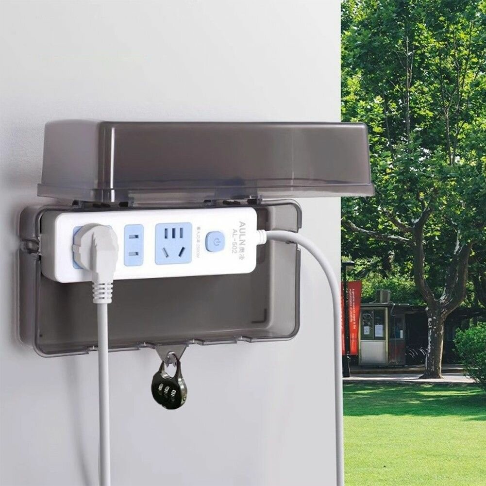 Уличный электрический удлинитель с защитой от дождя, с 4 выходными отверстиями, большой, запираемый