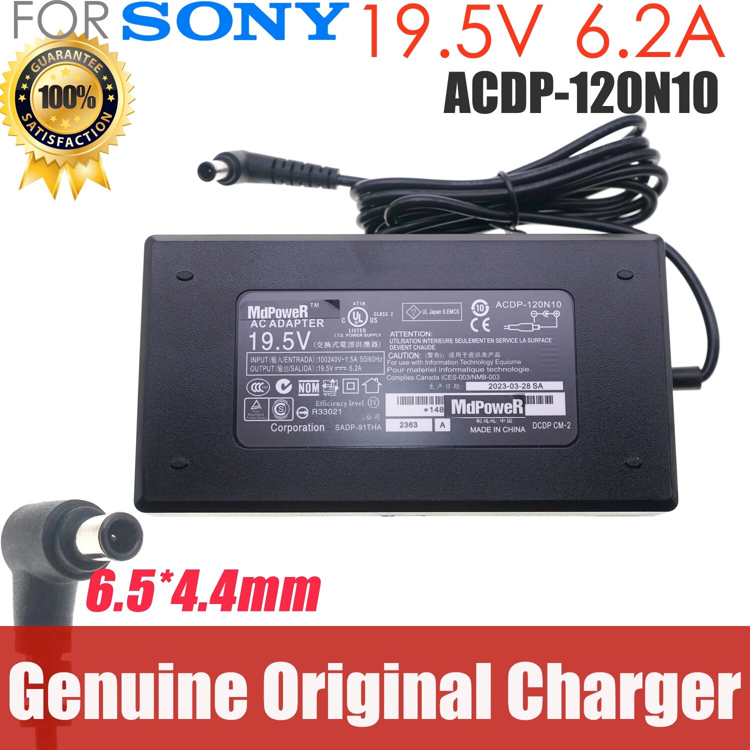 Оригинальный адаптер переменного тока ACDP-120N02 ACDP-120N03 для SONY 19,5 В 6,2 А ACDP-120E02 ACDP-120E03 KDL-42W670A VPCY21A Зарядное устройство для ТВ-монитора