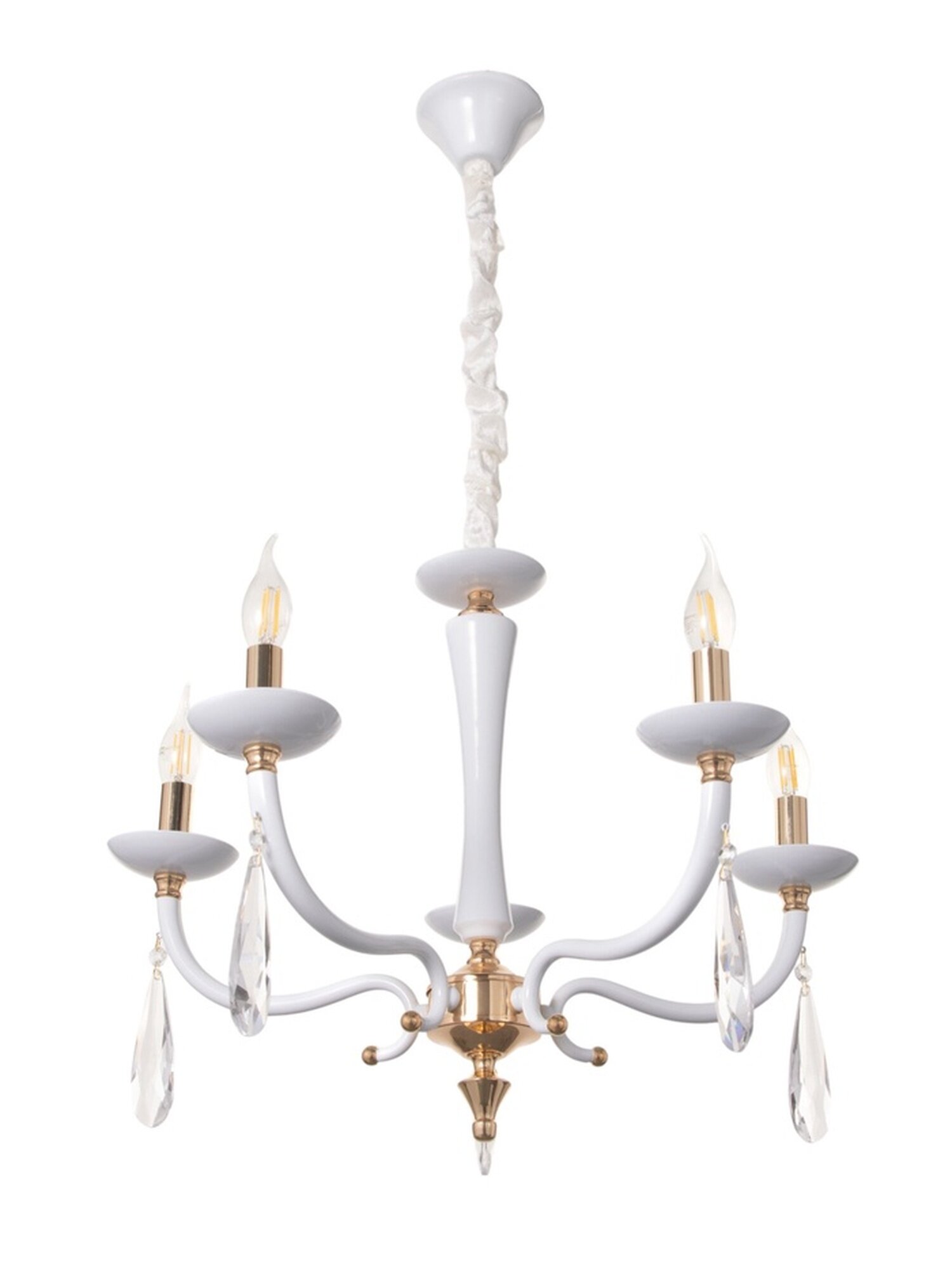 Люстра BayerLux "Бешо", E14, 5 ламп, 40 Вт, белый, металл, площадь освещения 10 м²