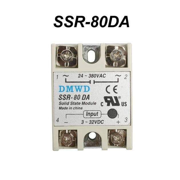 SSR-80DA Твердотельное реле, 80A Однофазный модуль SSR 80DA DC-AC 3-32V 12V DC до 24-380V 220V AC -1 шт.