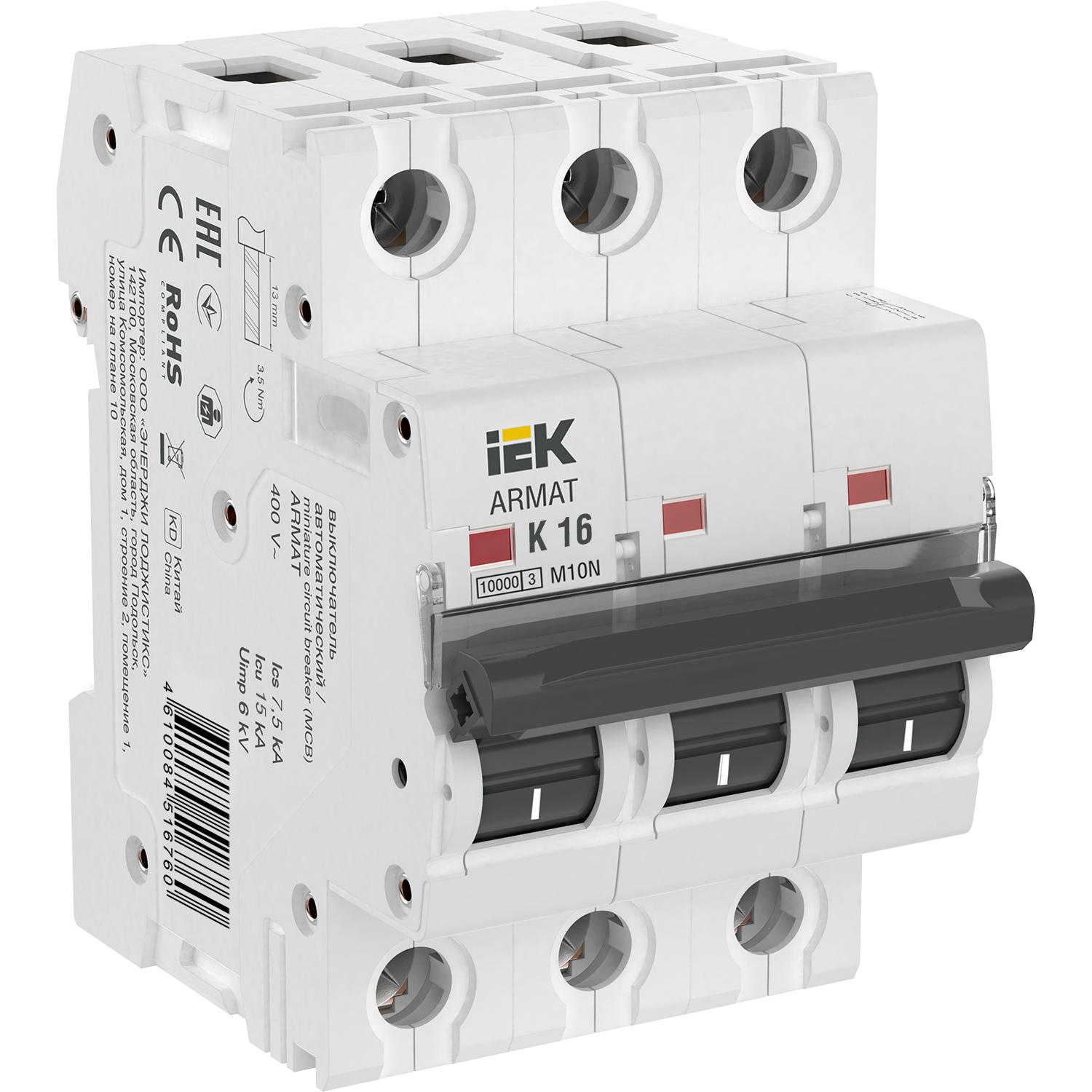 ARMAT Автоматический выключатель M10N 3P K 16А, IEK AR-M10N-3-K016 (1 шт.)