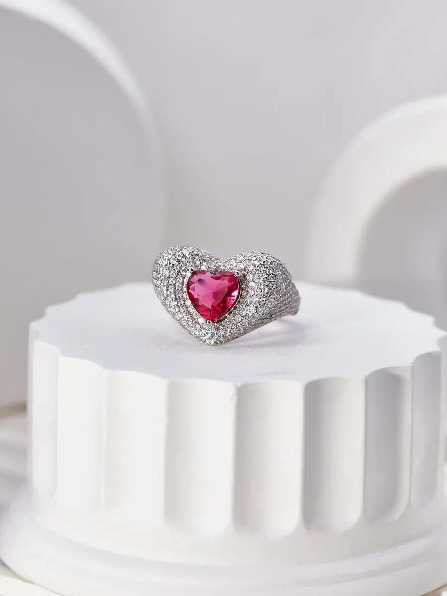 Кольцо, кристалл, фианит, циркон