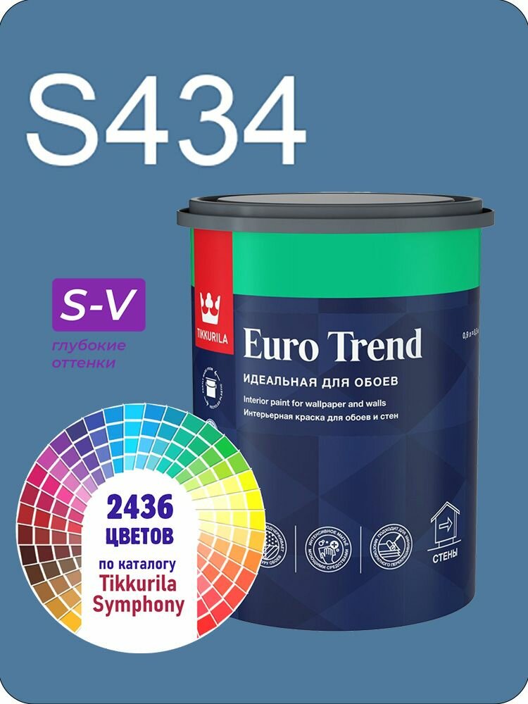 Краска для обоев Tikkurila Euro Trend 0,9л. глубокие оттенки S434