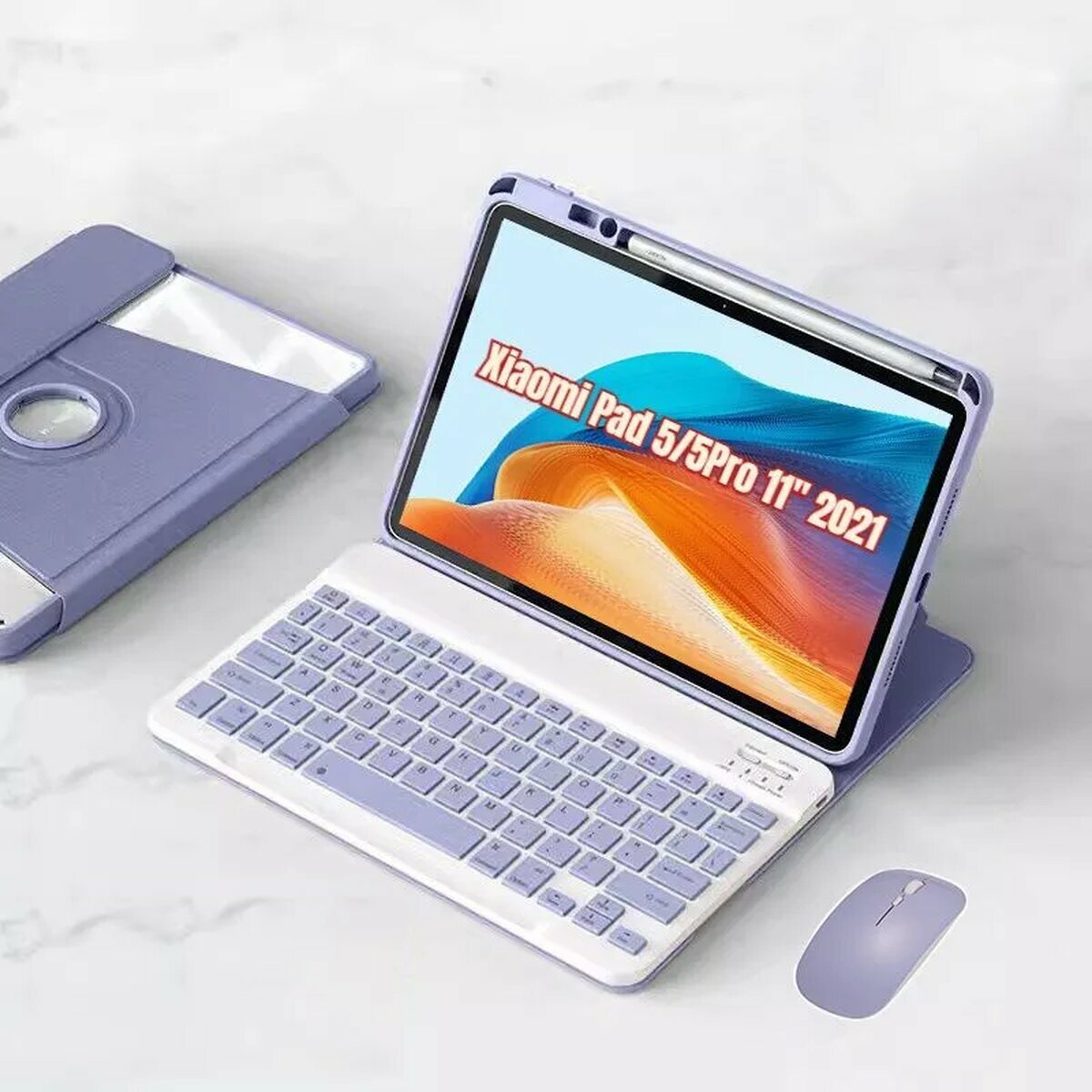 Вращающийся на 360 чехол-клавиатура для Xiaomi Pad 5/5 Pro 11 2021 с мышью