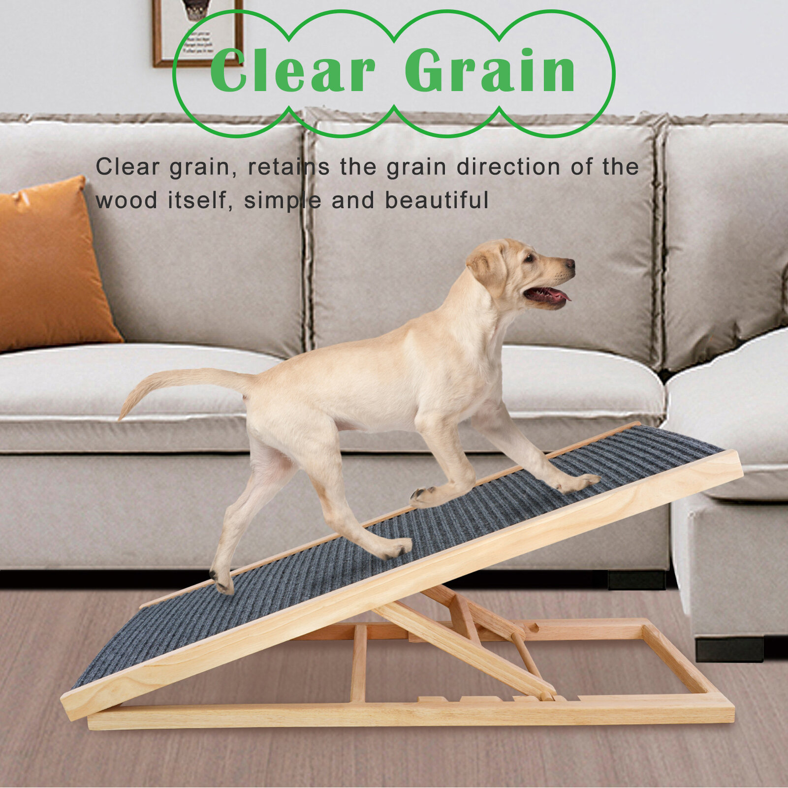 Регулируемый пандус для собак, складной деревянный портативный трап для собак и кошек, для дивана, высокая кровать, нескользящая ковровая поверхность, 2/4 уровня, регулируемый по высоте пандус