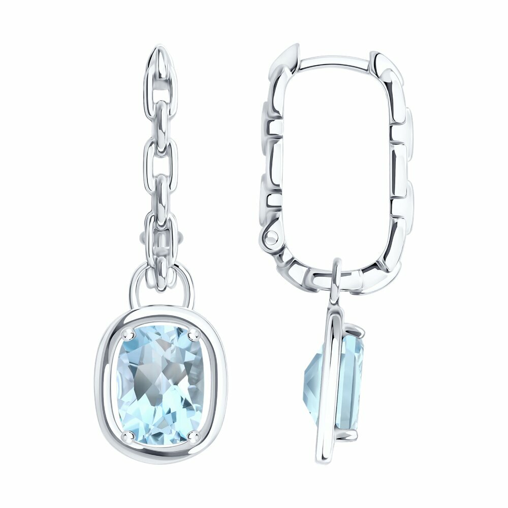 Серьги, серебро, 925 проба, родирование, топаз