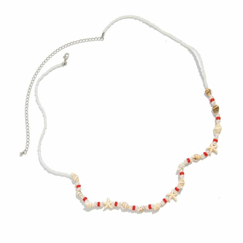 Сексуальная цепочка для тела из акриловой рисовой бусины, украшенная бисером-красный