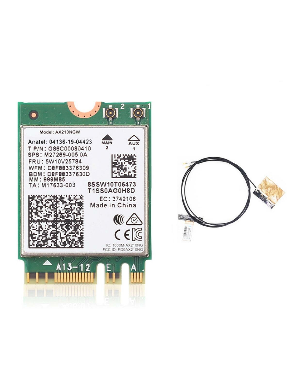 AX210NGW WiFi 6E Card BT5.2 Wireless Adapter Wi-Fi 6E Antenna Tri-Band 2.4G/5G/6G 5400Mb 802.11AX Network for M2-NGFF