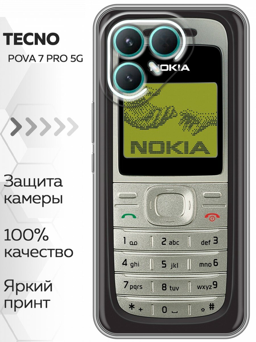 Чехол для Tecno Pova 7 Pro 5G с принтом Ретро Нокия (Техно Пова 7 Про 5G)