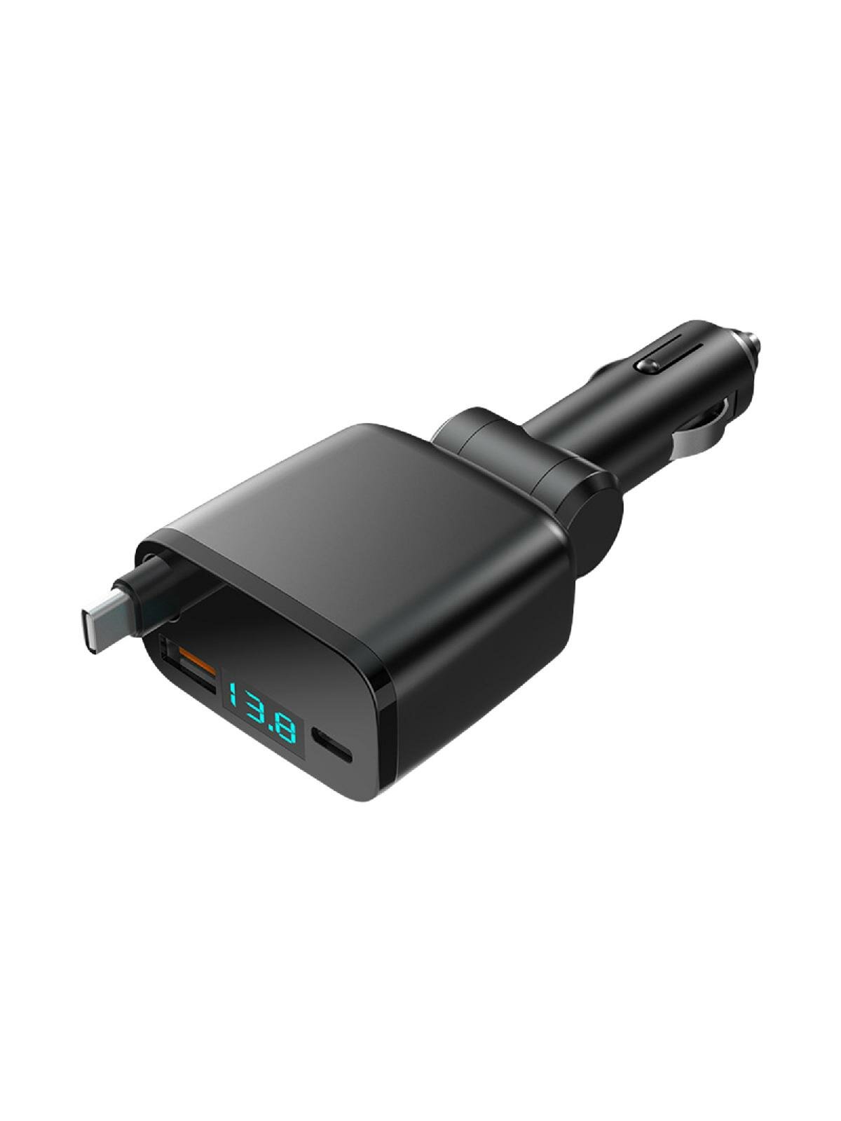 Компактная автомобильная зарядка 3 в 1 Регулируемый кабель Адаптер быстрой зарядки для смартфона