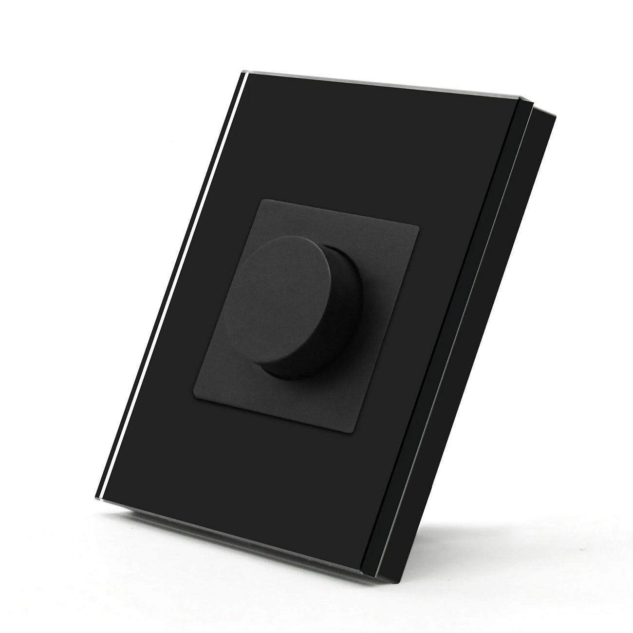 Диммер 220в KLUST Basic регулятор света выключатель светорегулятор поворотный с рамкой из закаленного стекла черный