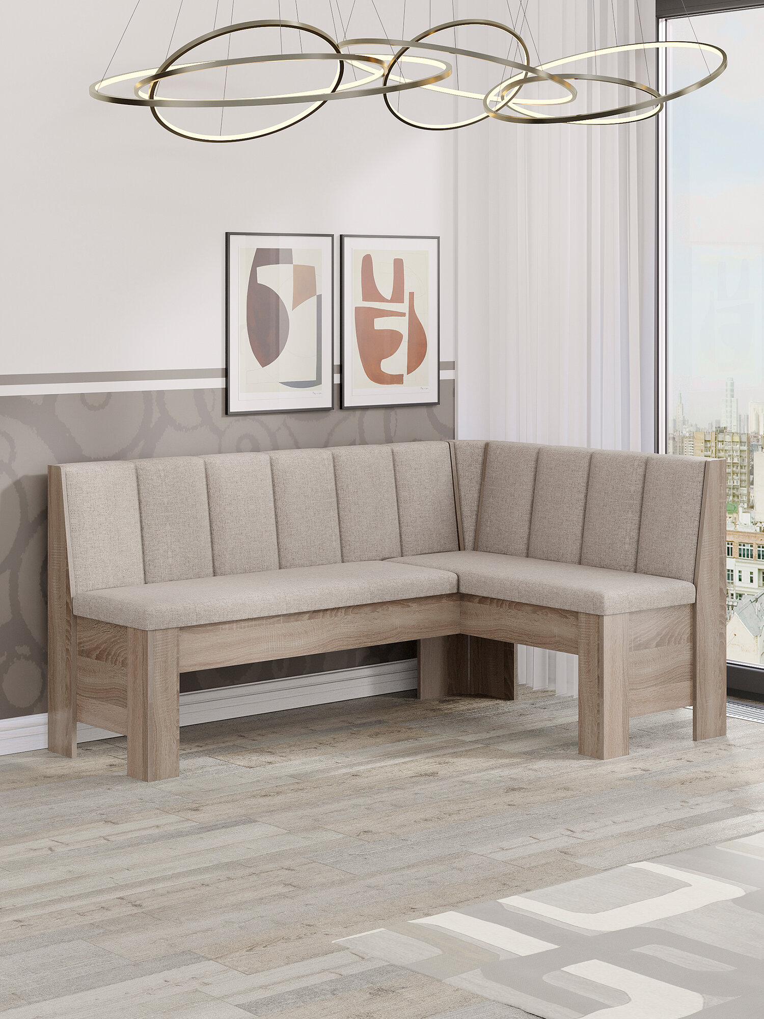 Кухонная скамья угловая Мебель Трия Ганновер, ЛДСП, обивка текстиль, универсальный угол