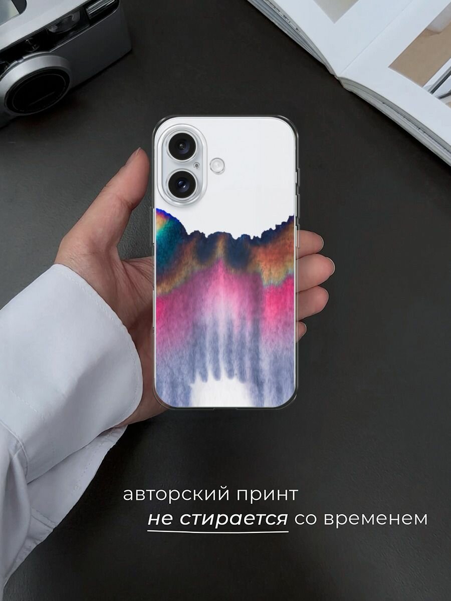 Чехол на Apple iPhone 16 / Айфон 16 с принтом Акварельная абстракция, прозрачный — фото 1