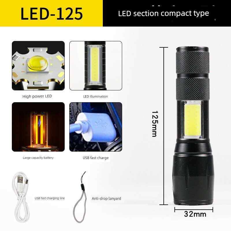 Сильный свет фонарик светодиодный высокая яркость сверхдлинный прожектор дальнего действия масштабируемый мини-ранец