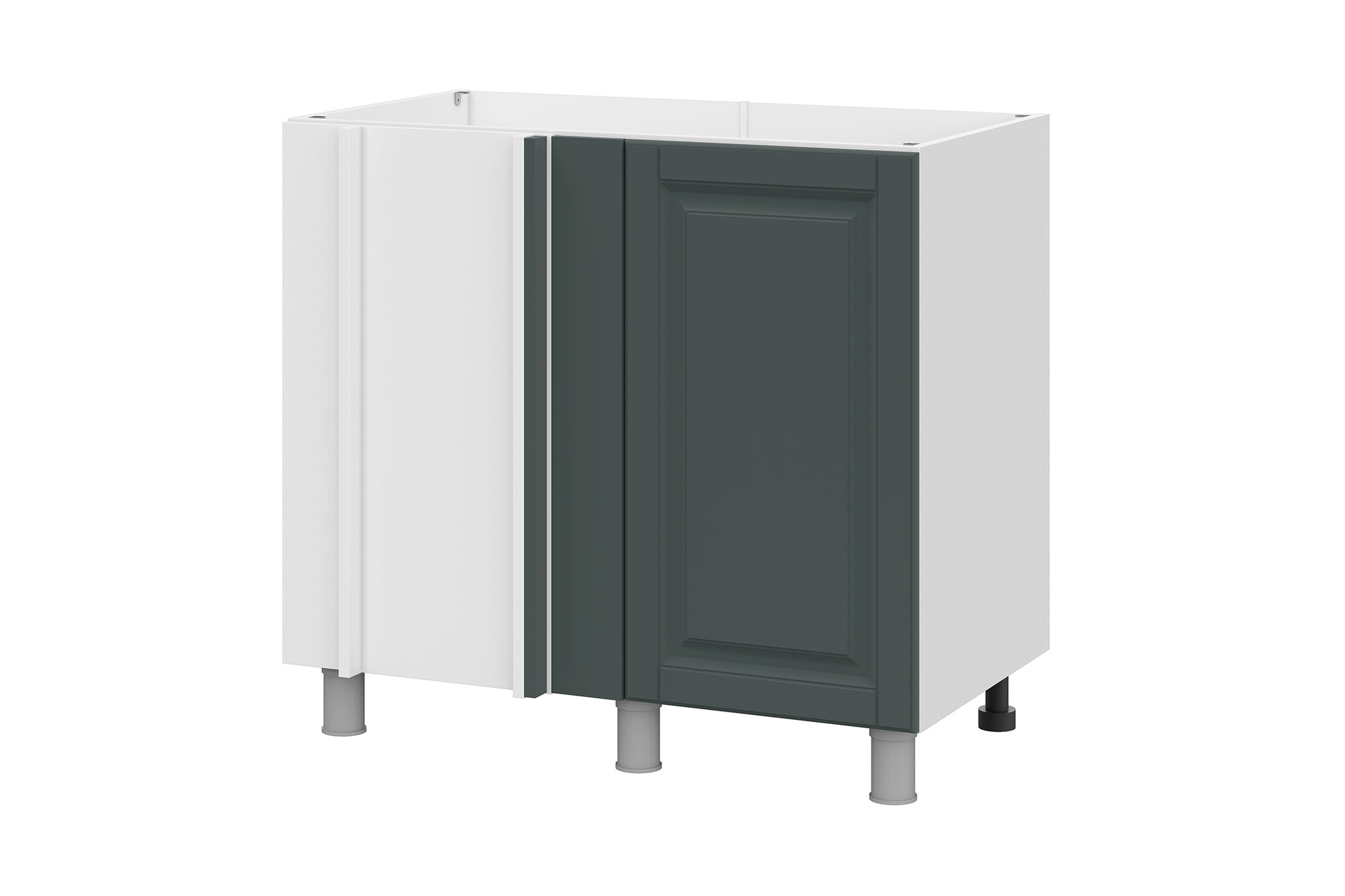 Шкаф нижний угловой Нонтон Калеста, 90х50x82 см, белый / таежный лес