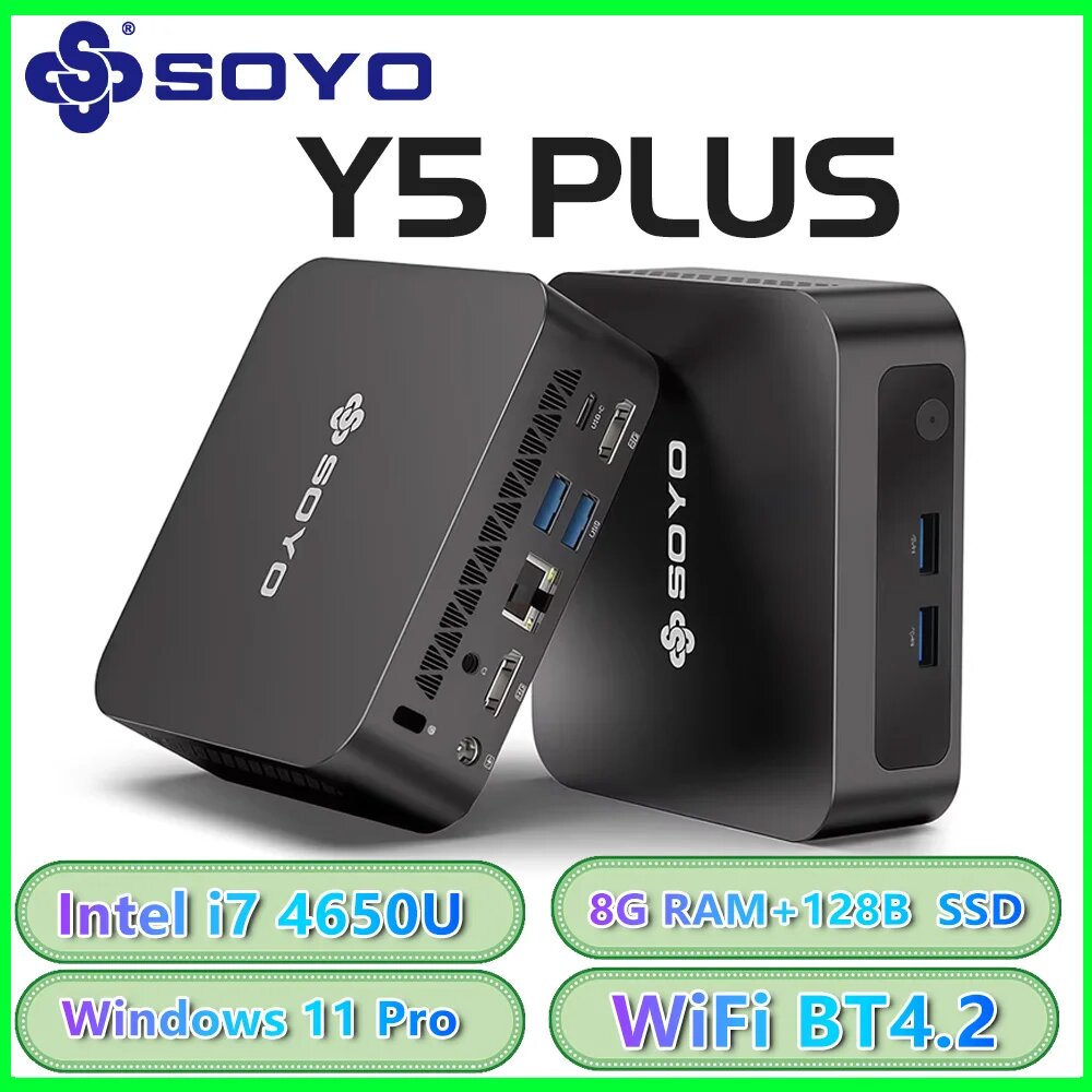 Мини-ПК SOYO Y5AIR/Y5PLUS Intel i5/i7, 8ГБ, 128ГБ