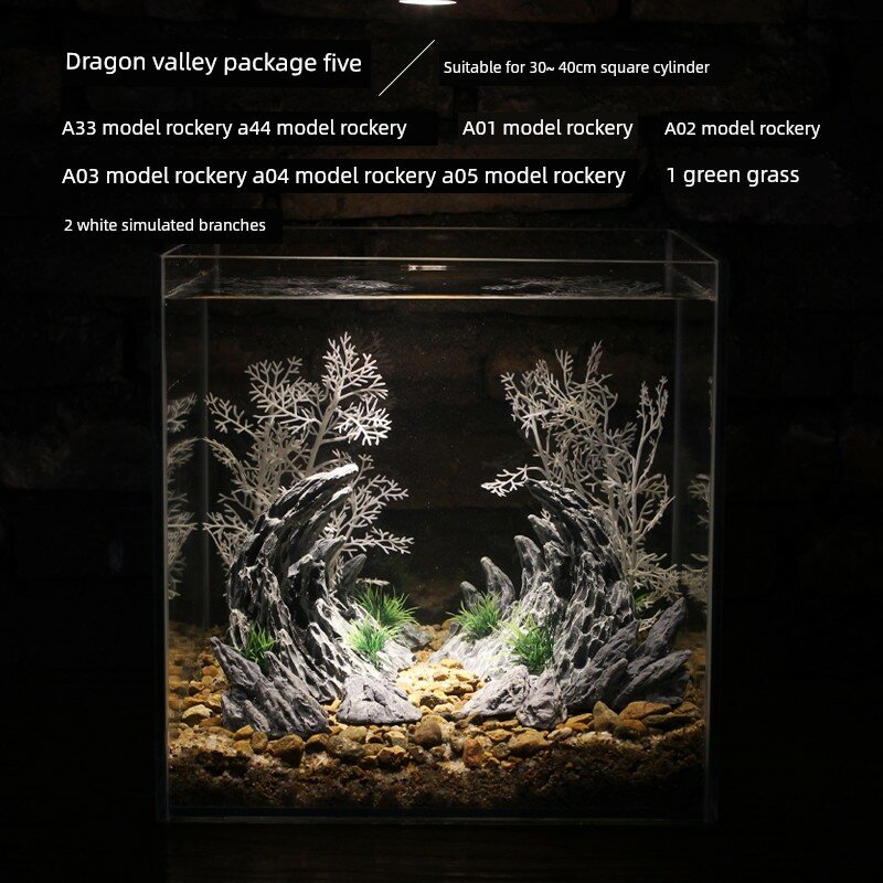 Декор для аквариума: искусственный камень «Зеленый дракон», ландшафтный комплект для аквариума, имитация ручья, малые